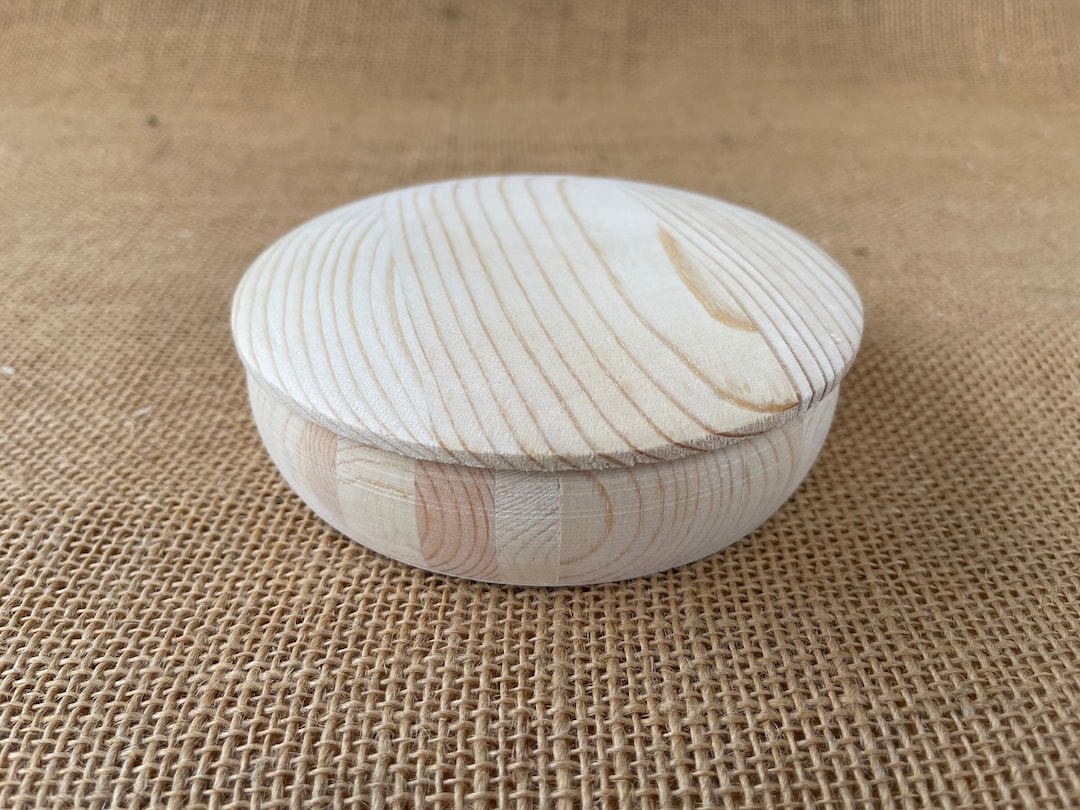 Unfinished Round Wood Box With Lid – DIY Craft Box for Jewelry ...