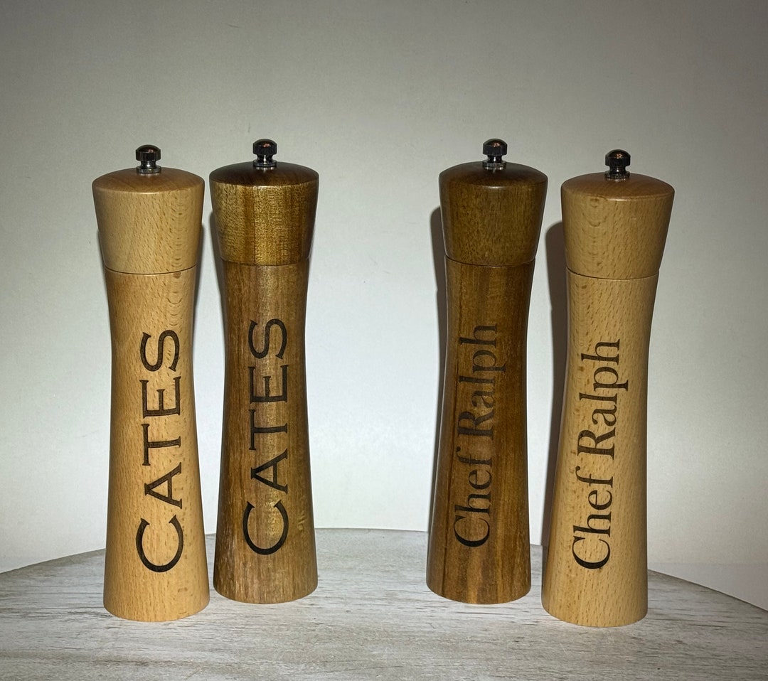 Personalized Salt & Pepper Grinder With Spoons, Brush, Mill Set - Etsy