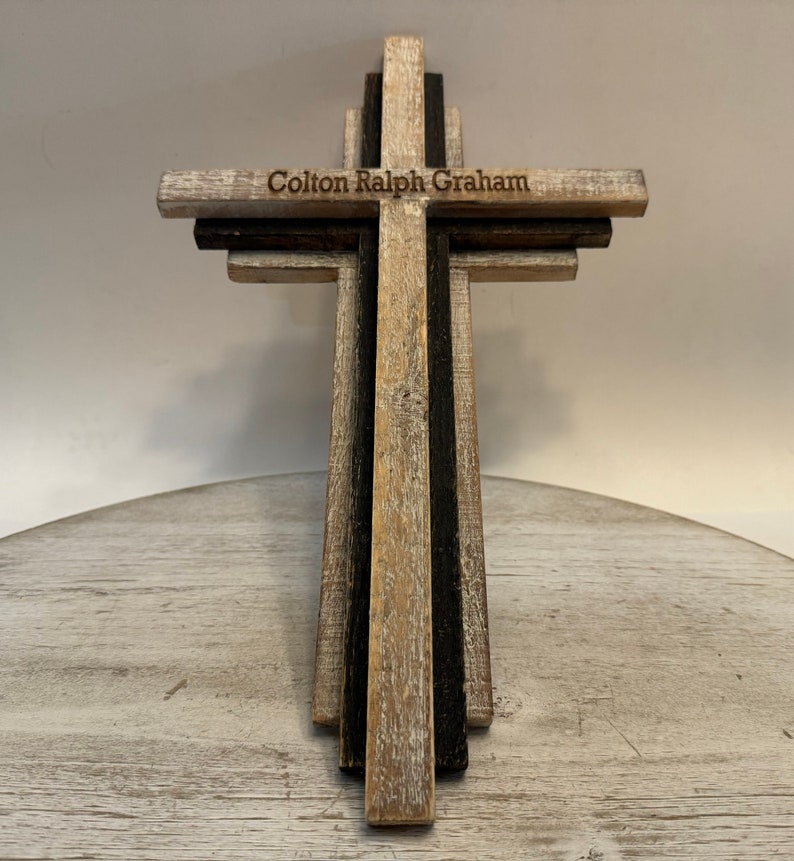 Personalized Layered Wood Cross: Engraved Christian Keepsake - Etsy