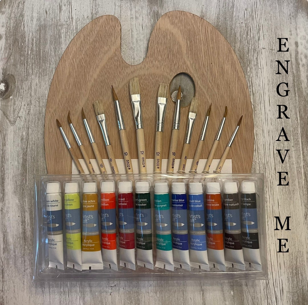 Personalized Wooden Artist Palette Set: Custom Engraved Paint Kit - Etsy