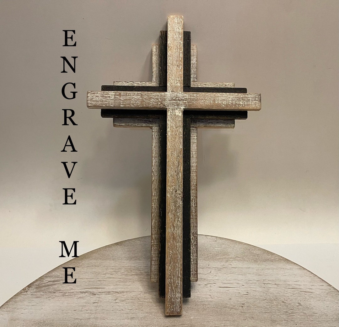 Personalized Layered Wood Cross: Engraved Christian Keepsake - Etsy