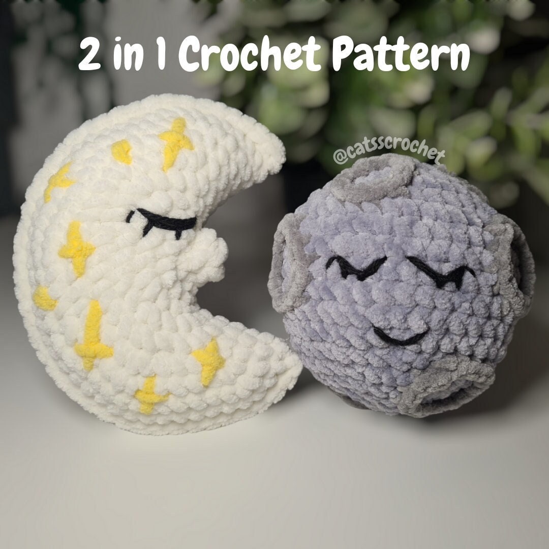 2 in 1 Crescent and Full Moon Crochet Pattern, Moon Crochet Pattern ...