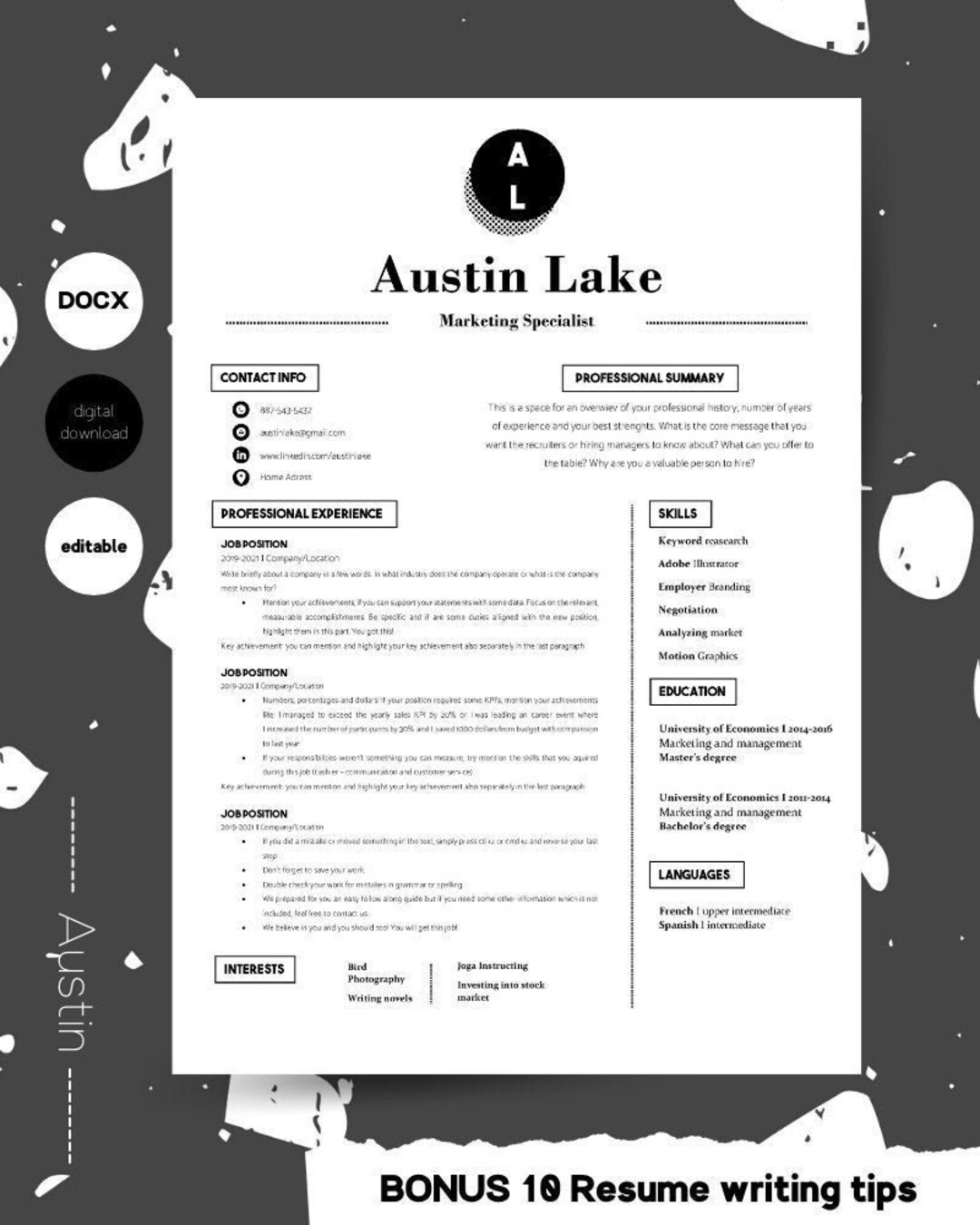 CV Design Professional Resume Template With Cover Letter and References ...