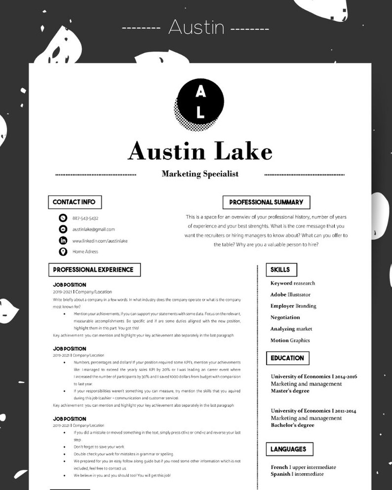 CV Design Professional Resume Template With Cover Letter and References ...