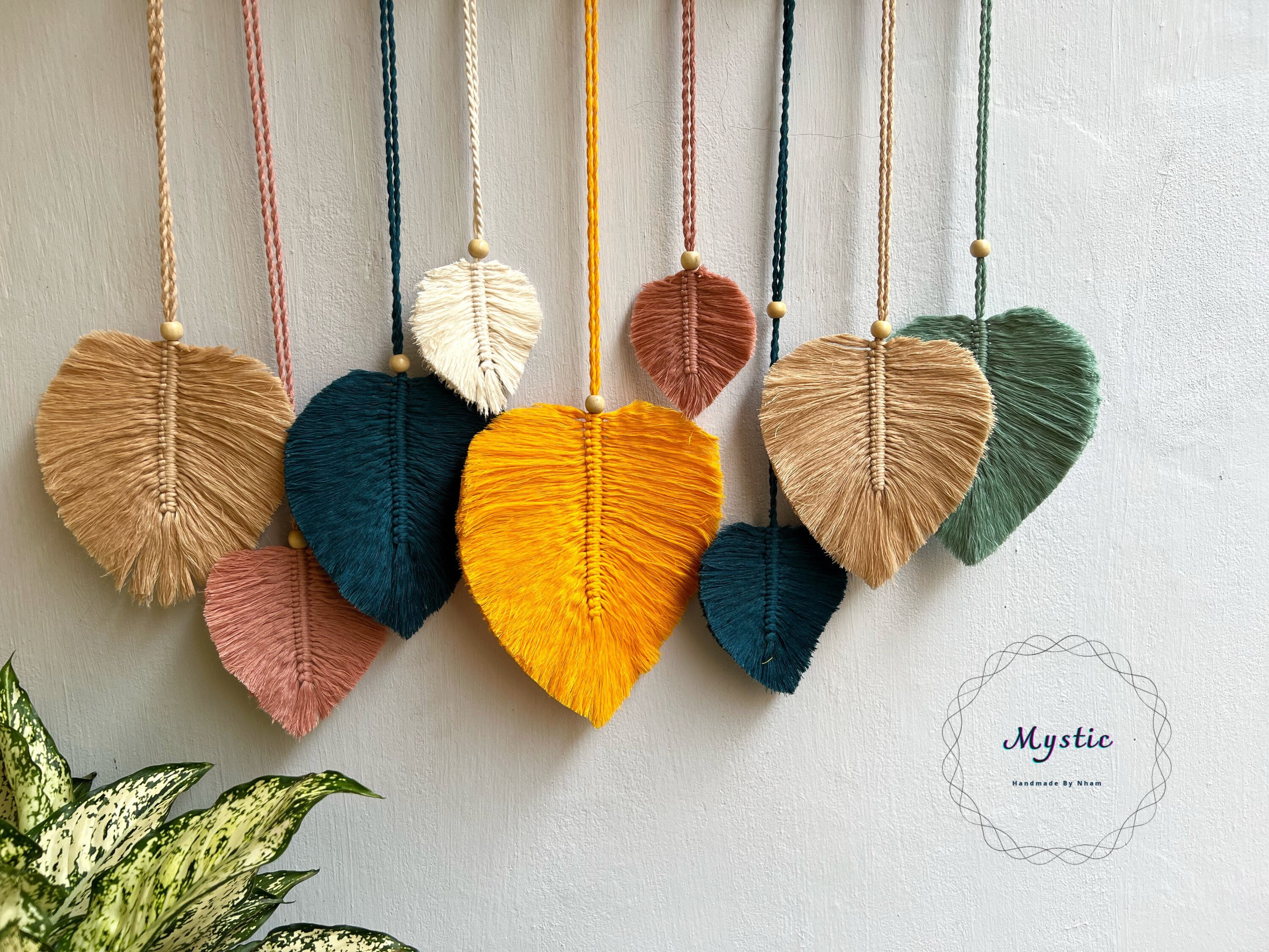 Handmade Wall Hanging With Leaves/ Home Decor/ Modern Style Decor ...