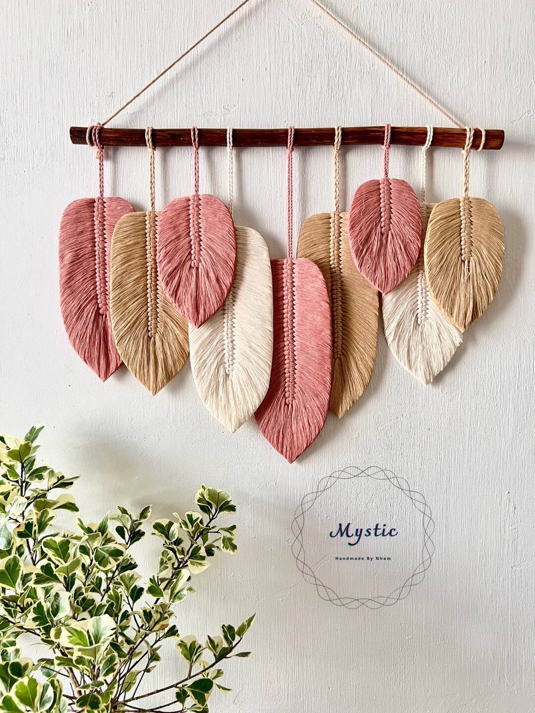 Handmade Leaf Macrame Wall Hanging, Colorful Cotton Wall Art - Etsy