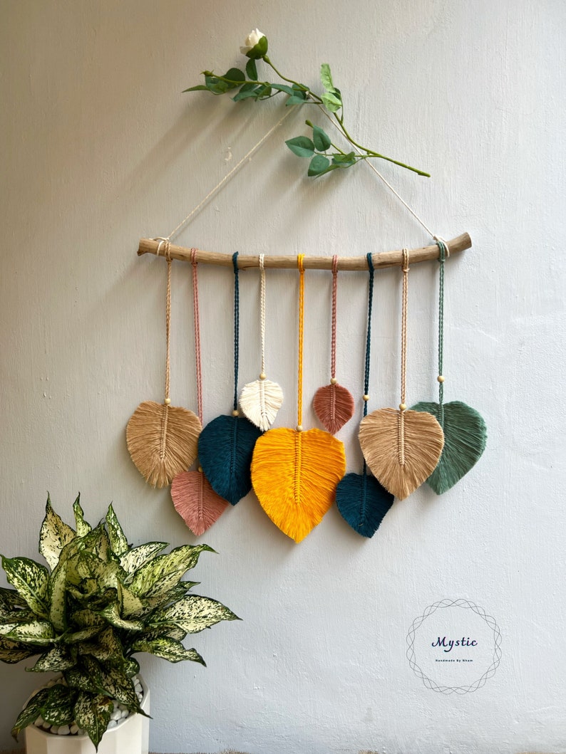 Handmade Wall Hanging With Leaves/ Home Decor/ Modern Style Decor ...