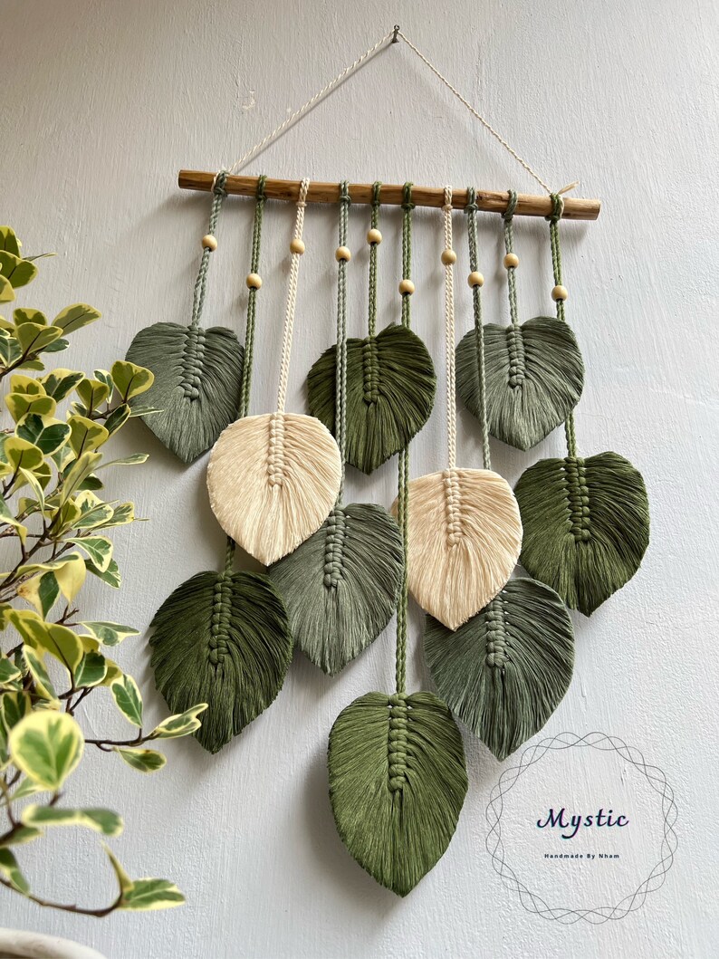 Leaf Macrame Wall Hanging, Custom Colors, Farmhouse Decor - Etsy