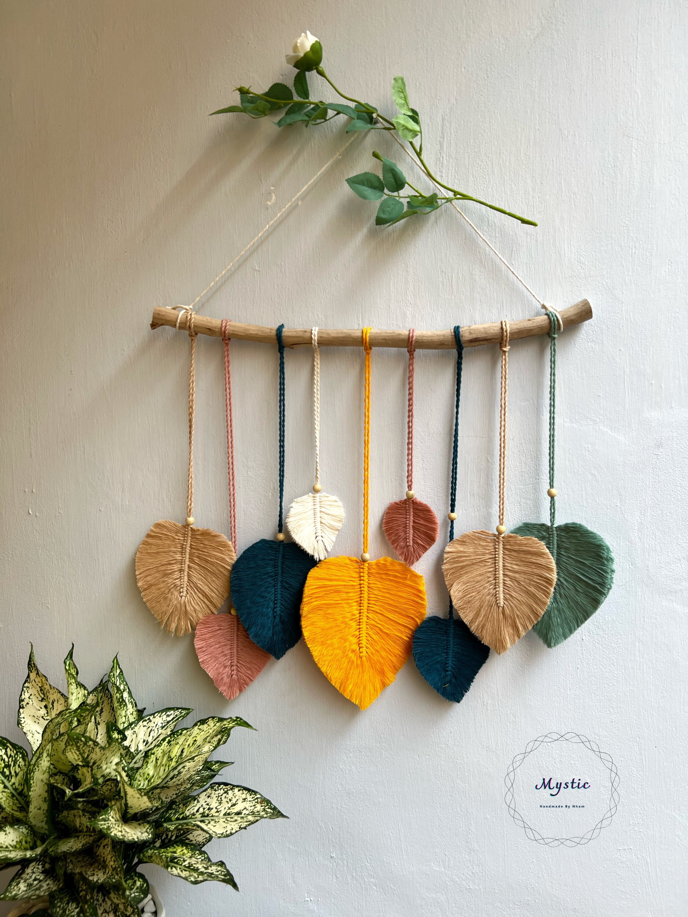 Handmade Wall Hanging With Leaves/ Home Decor/ Modern Style Decor ...