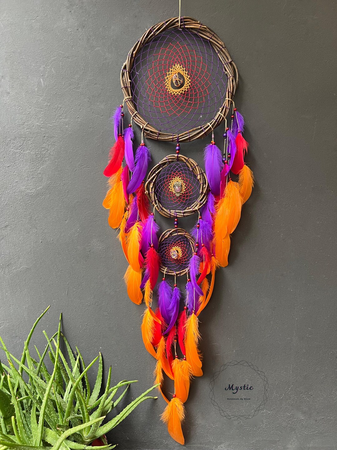 Colorful Feather Dream Catcher: Large Rainbow Wall Hanging - Etsy