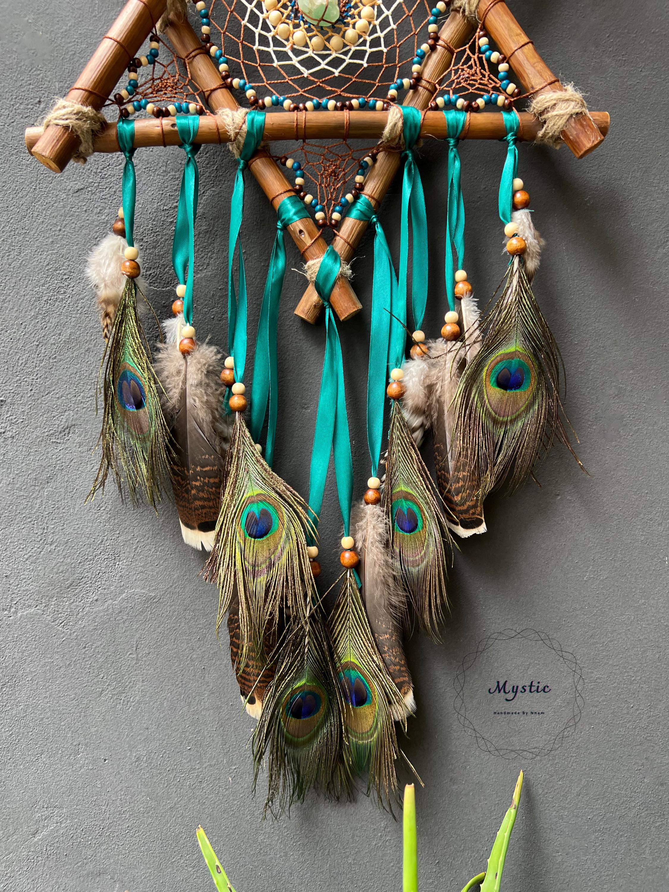 Peacock Feather Star Dreamcatcher: Handmade Wall Hanging Decor - Etsy