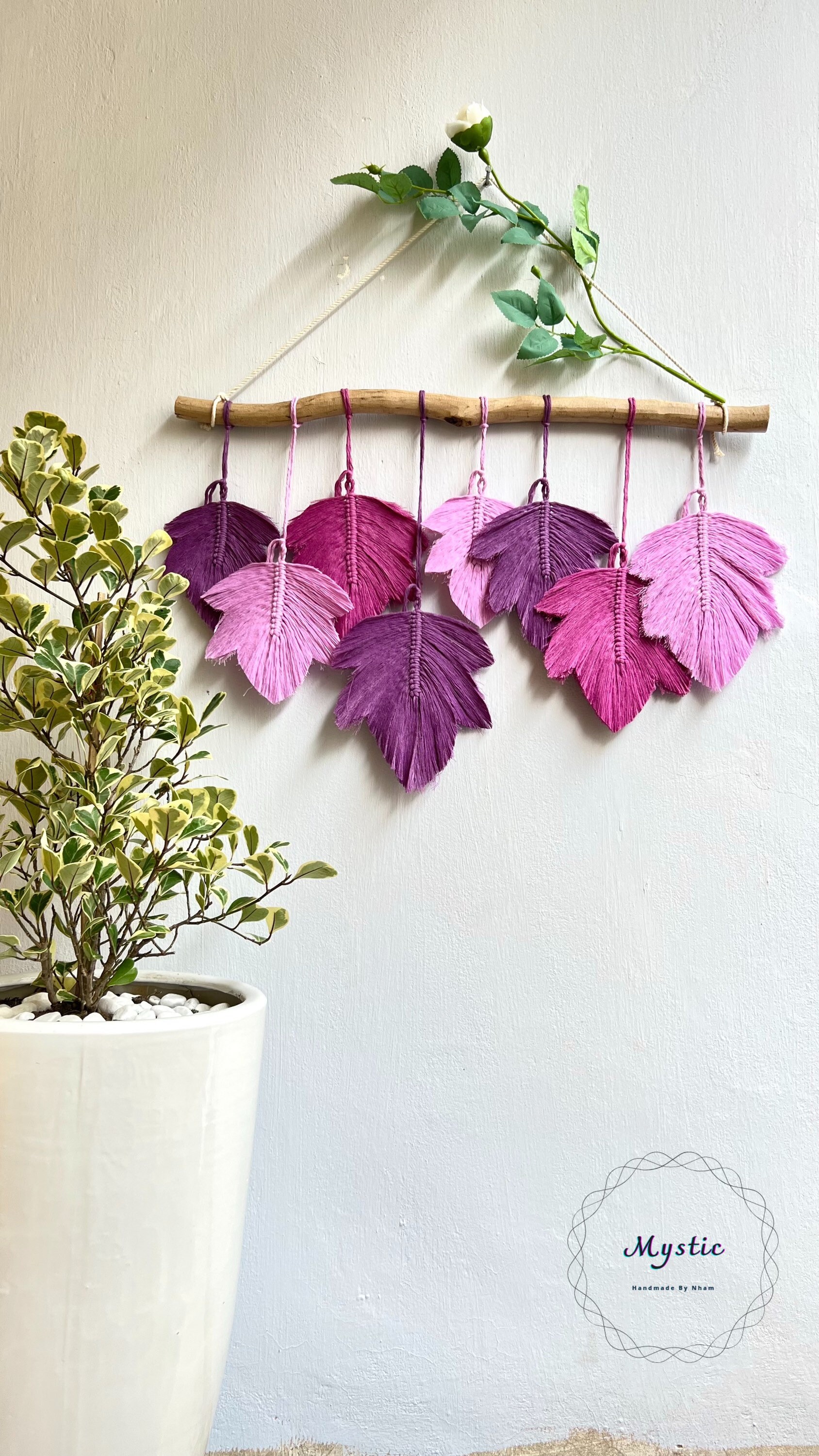 Purple Leaf Macrame Wall Hanging, Boho Decor - Etsy
