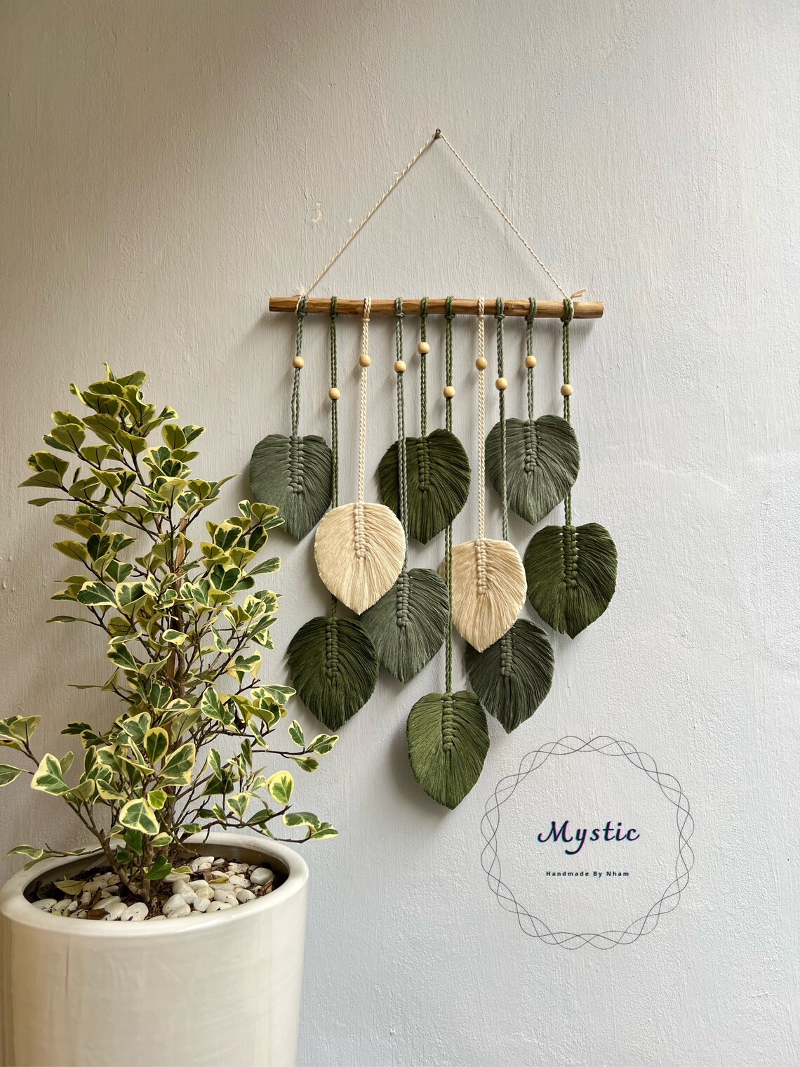 Light Green Leaf Macrame/ Home Decor/ Wall Hanging Bedroom/ - Etsy