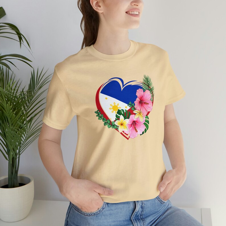 Filipino Heart Shape Flag Hibiscus Shirt, Filipino Crewneck Graphic T ...