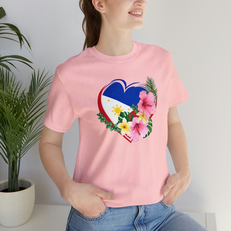 Filipino Heart Shape Flag Hibiscus Shirt, Filipino Crewneck Graphic T ...