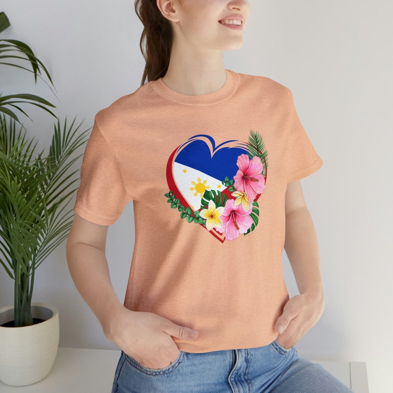 Filipino Heart Shape Flag Hibiscus Shirt, Filipino Crewneck Graphic T ...