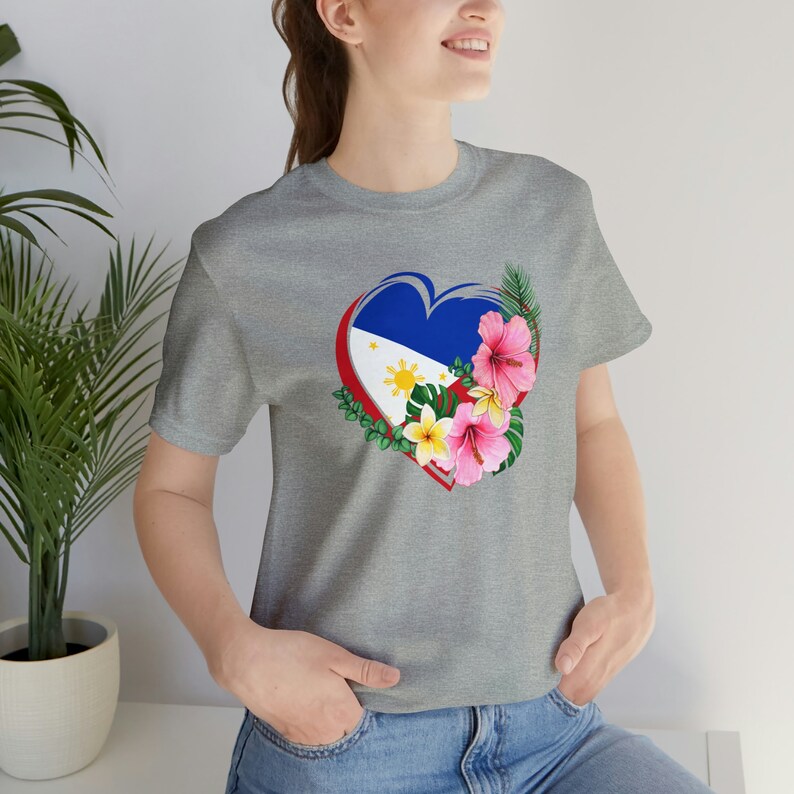 Filipino Heart Shape Flag Hibiscus Shirt, Filipino Crewneck Graphic T ...