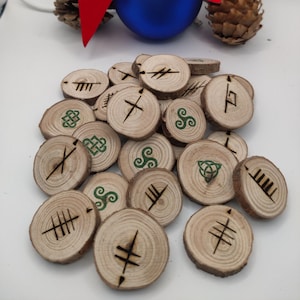 Celtic Ogham Stave Set 1" Wood Slice Runes by KJ Irish Pagan Druid ...