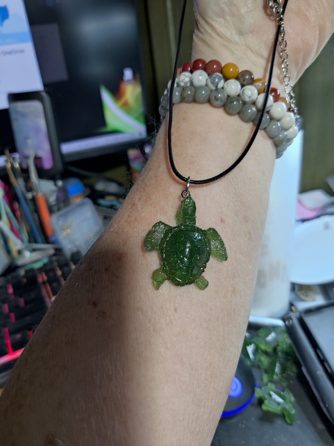 Turtle Protection Norse Viking Bind Resin Rune Necklace Witchy Craft ...