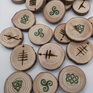 Celtic Ogham Stave Set 1" Wood Slice Runes by KJ Irish Pagan Druid ...
