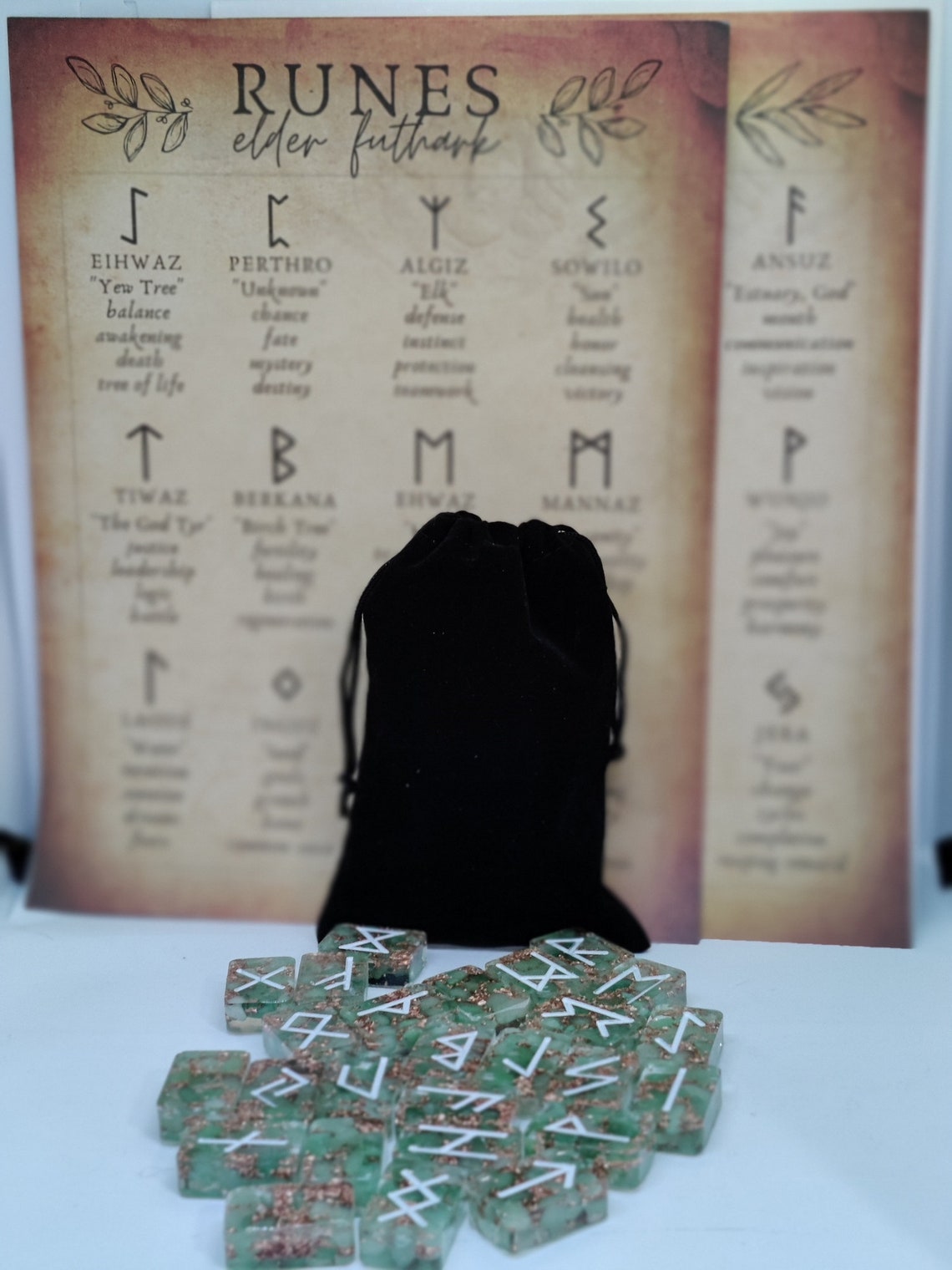 Green Aventurine Orgonite Elder Futhark Norse Viking Runes by - Etsy