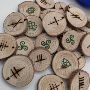 Celtic Ogham Stave Set 1" Wood Slice Runes by KJ Irish Pagan Druid ...