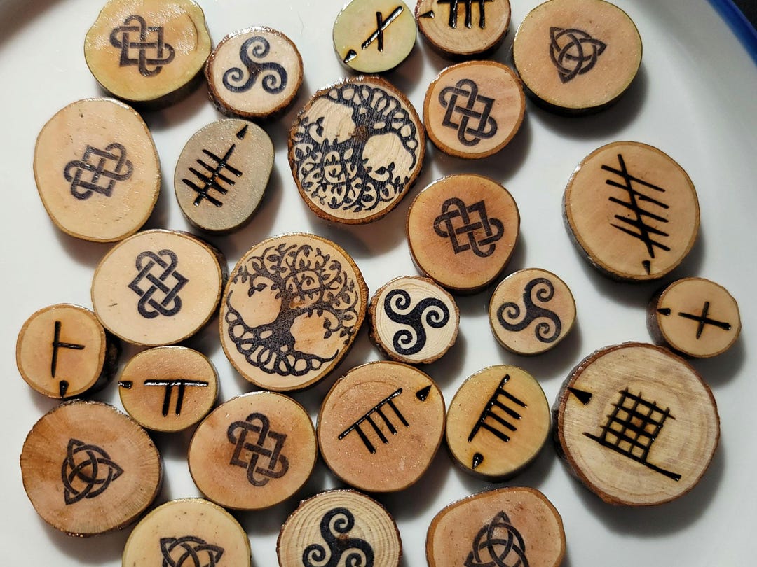Celtic Ogham Stave Set 1" Wood Slice Runes by KJ Irish Pagan Druid ...