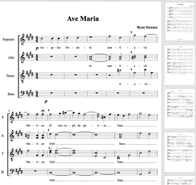 Ave Maria Sheet Music PDF - Etsy