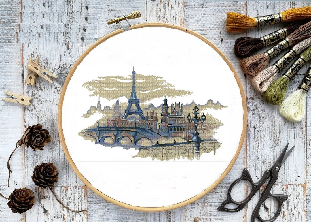 Paris City PDF Counted Cross Stitch Pattern Paris Cafe Digital Cross ...