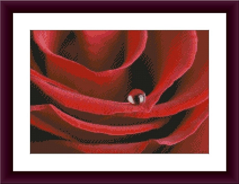 Red Roses PDF Counted Cross Stitch Pattern Vintage Still Life Digital X ...