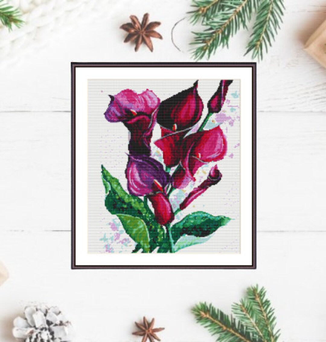 Calla Lily PDF Counted Cross Stitch Pattern Flowers Digital Cross ...