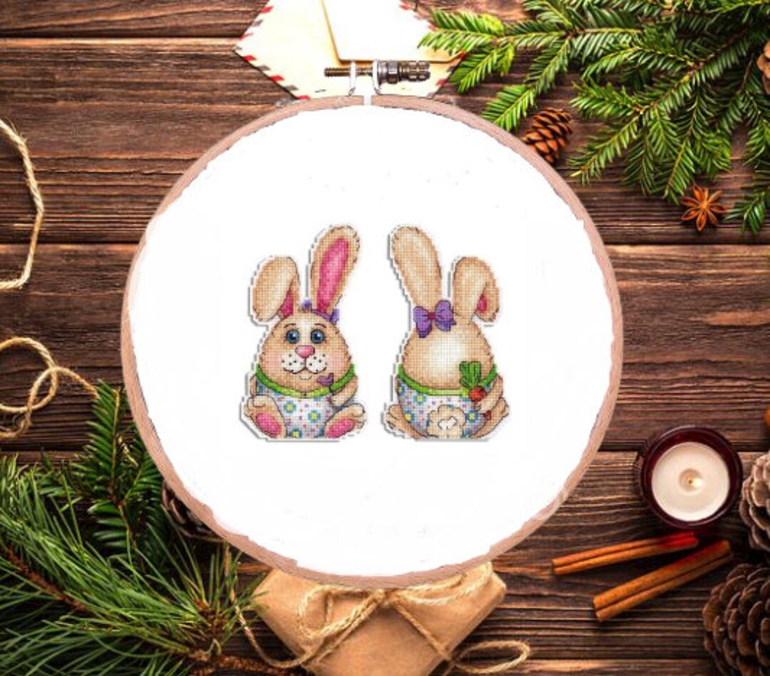 Easter Bunny Counted Cross Stitch Pattern Easter Eggs and Flowers Cross ...