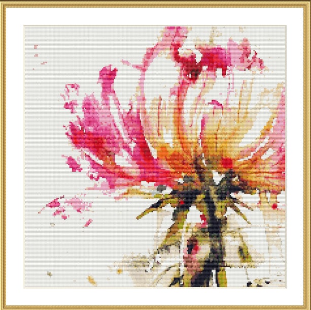 Watercolor Flower PDF Counted Cross Stitch Pattern Watercolor | Etsy