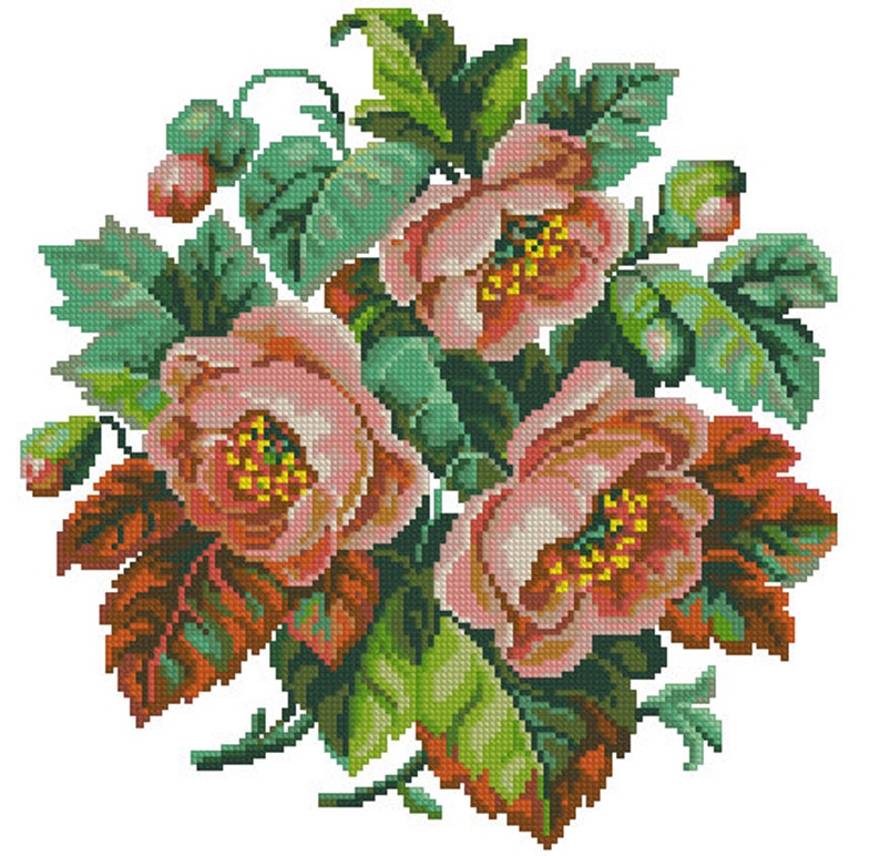 Antique Roses Counted Cross Stitch Pattern Pdf Flower Digital - Etsy