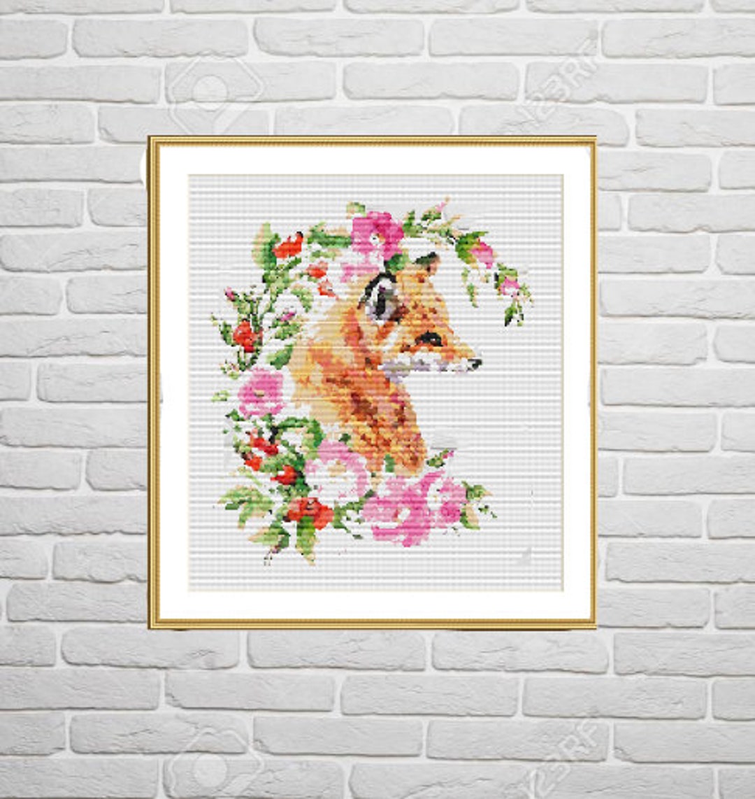 Foxie Fox PDF Counted Cross Stitch Pattern Animals Digital Cross Stitch Chart Modern Cute ...