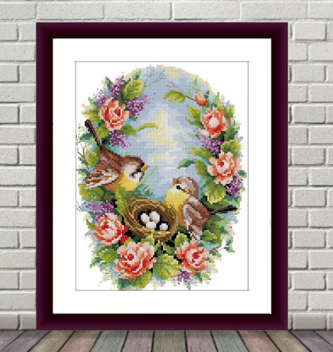 Birds Counted Cross Stitch Pattern Country Birds Digital Cross Stitch ...