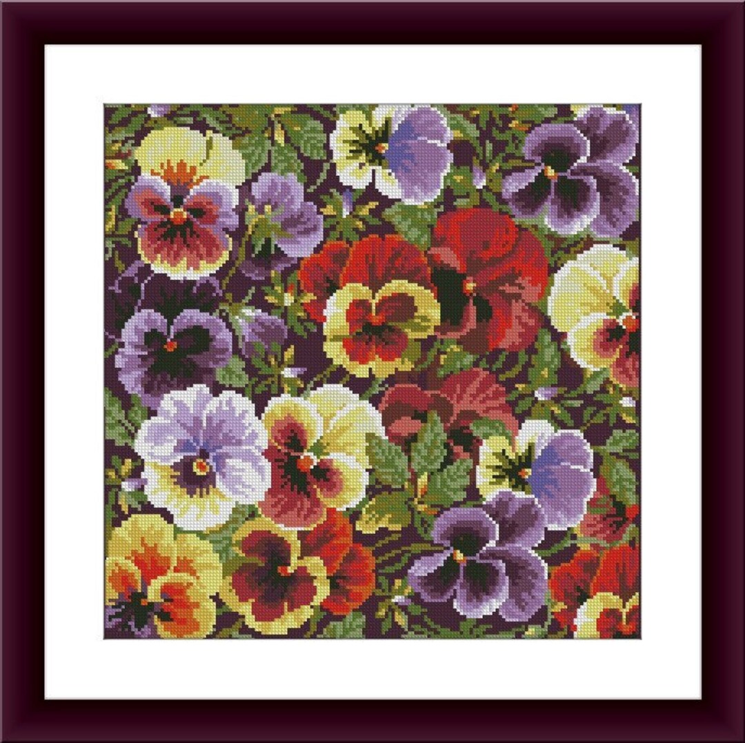 Pansies PDF Counted Cross Stitch Pattern Rose Digital X Stitch Chart ...