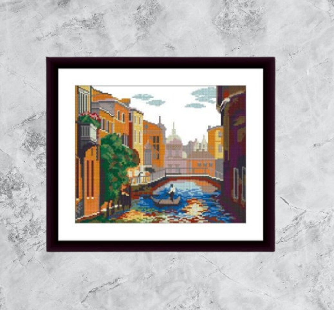 Venice Counted Cross Stitch Pattern İtalian Cityscape Digital Cross ...