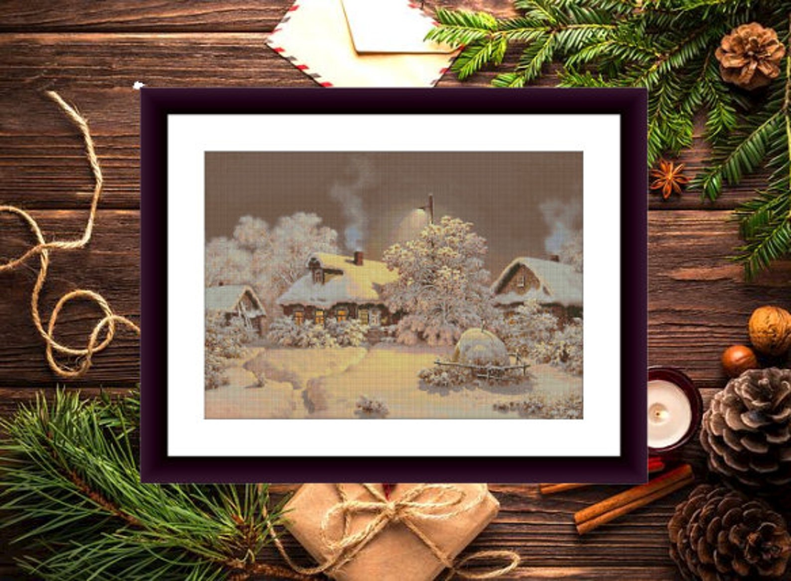 Winter Night Counted Cross Stitch Pattern Winter Landscape - Etsy