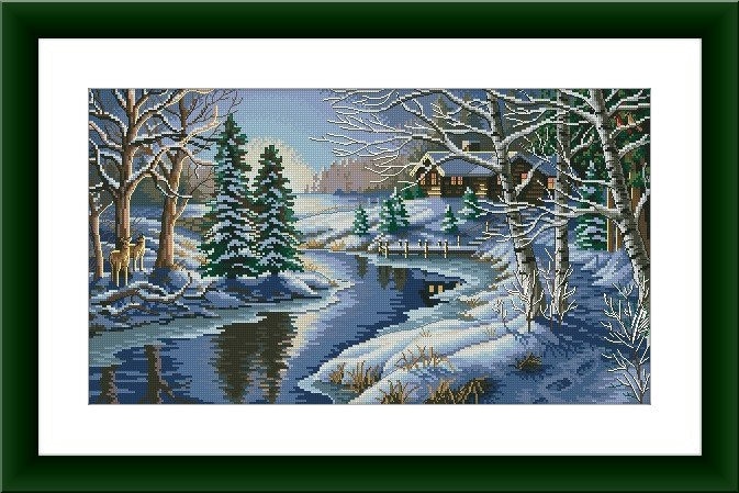 Winter Woodland Counted Cross Stitch Pattern Winter Landscape - Etsy