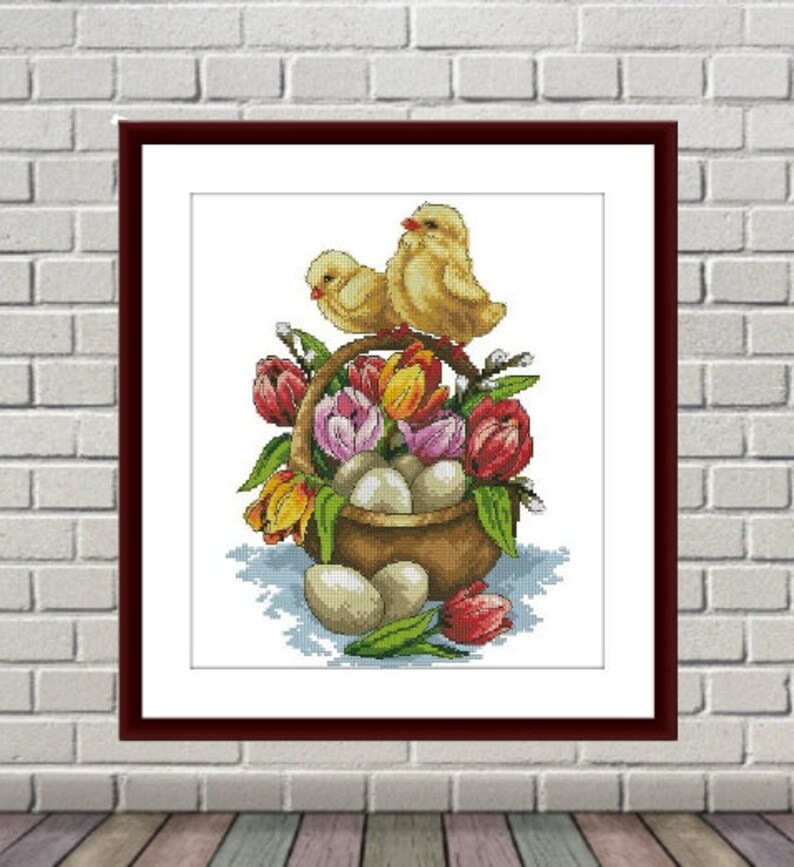 Easter Chicken Counted Cross Stitch Pattern Napkin Easter Eggs - Etsy