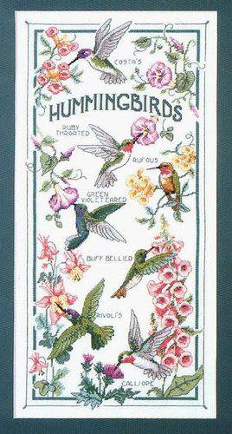 Hummingbird Counted Cross Stitch PDF Pattern Hunmming Bird Botanical ...