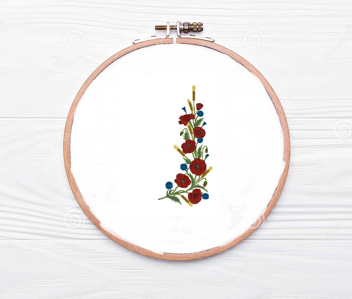 Biscornu Poppy Cross Stitch - Etsy