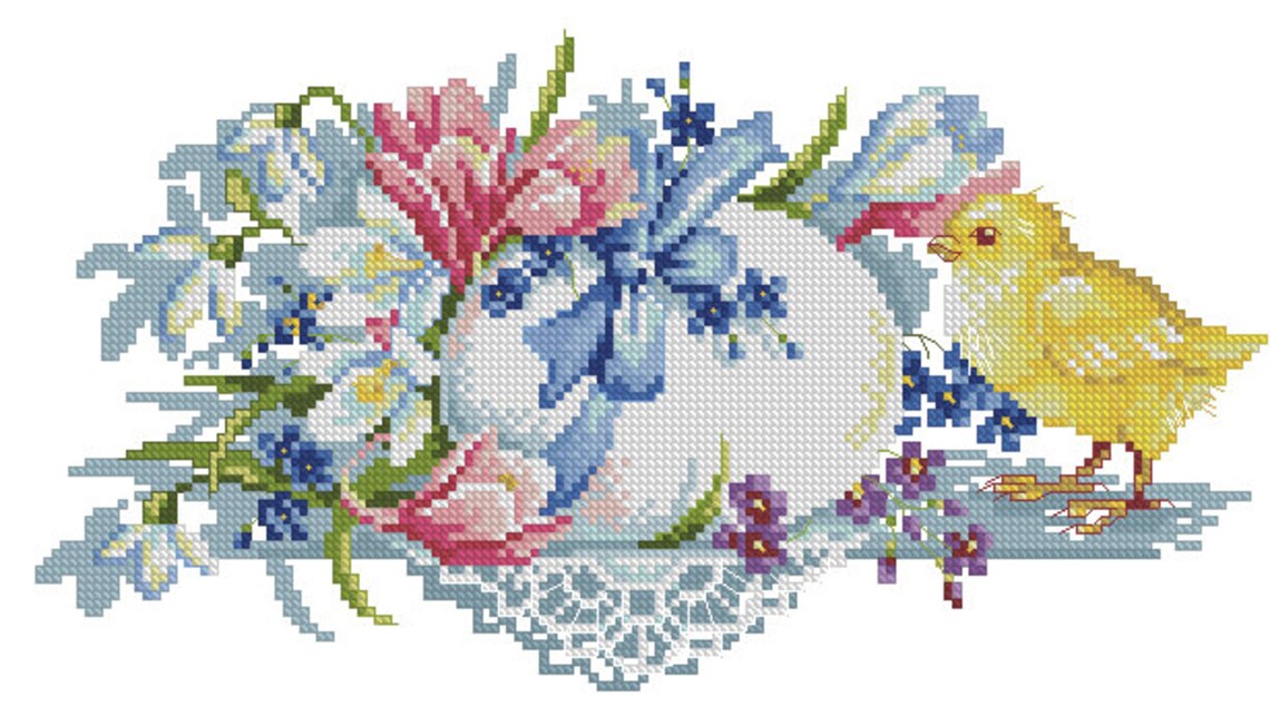 Easter Chicken Counted Cross Stitch Pattern Napkin Easter Eggs - Etsy