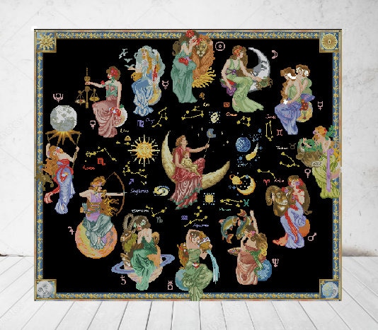 Zodiac Counted Cross Stitch Pattern Zodiac Signs Digital Cross - Etsy ...