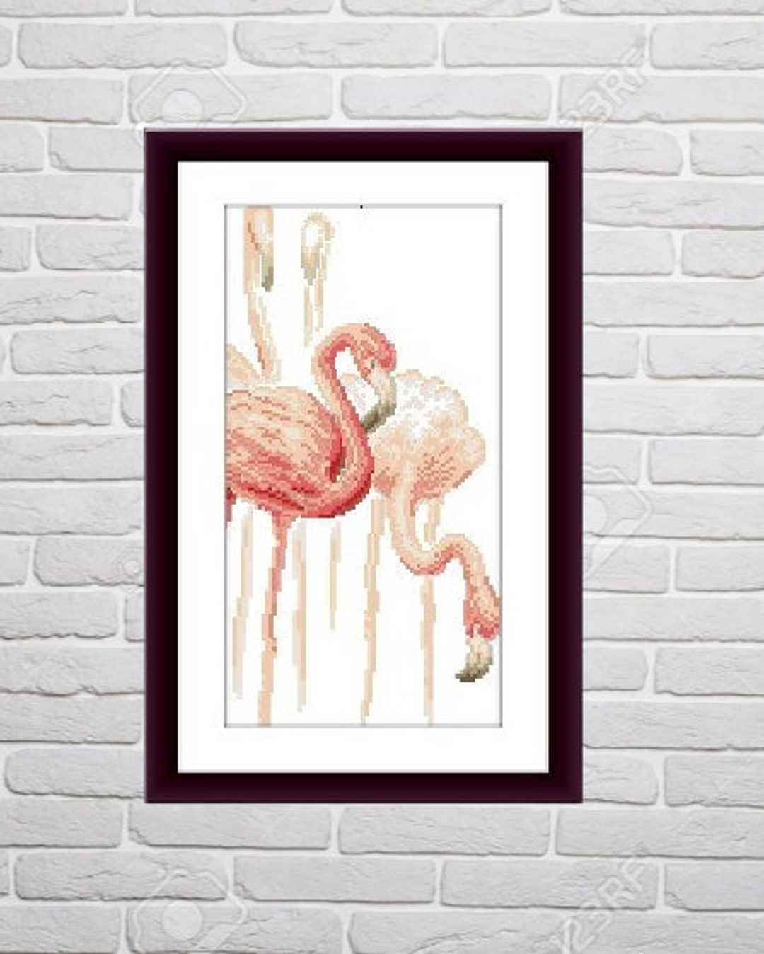 Pink Flamingo Counted Cross Stitch Pattern Pdf Birds Digital Cross ...