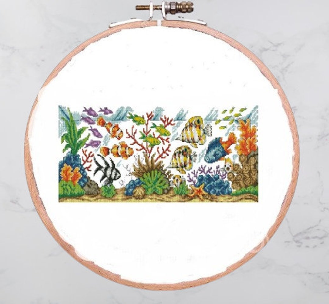 Aquarium PDF Counted Cross Stitch Pattern Under the Water Digital Cross ...
