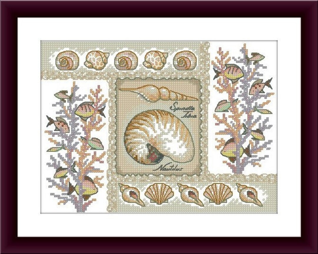 Sea Shell Counted Cross Stitch Pattern Pdf Boat Seascape Digital Cross ...