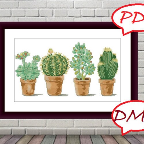 Cactus Cross Stitch Pattern PDF Modern Cross Stitch - Etsy