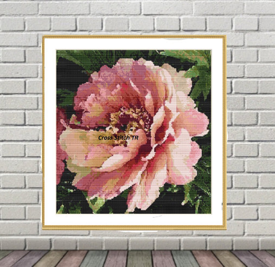 Blooming Peony Counted Cross Stitch Pattern Flower Digital X | Etsy